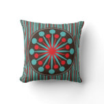 Mid Century Modern Starburst Turquoise Red Pattern Fabric | Zazzle