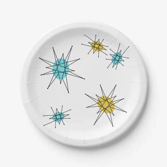 Mid Century Modern style, Atomic Starburst Paper Plates | Zazzle