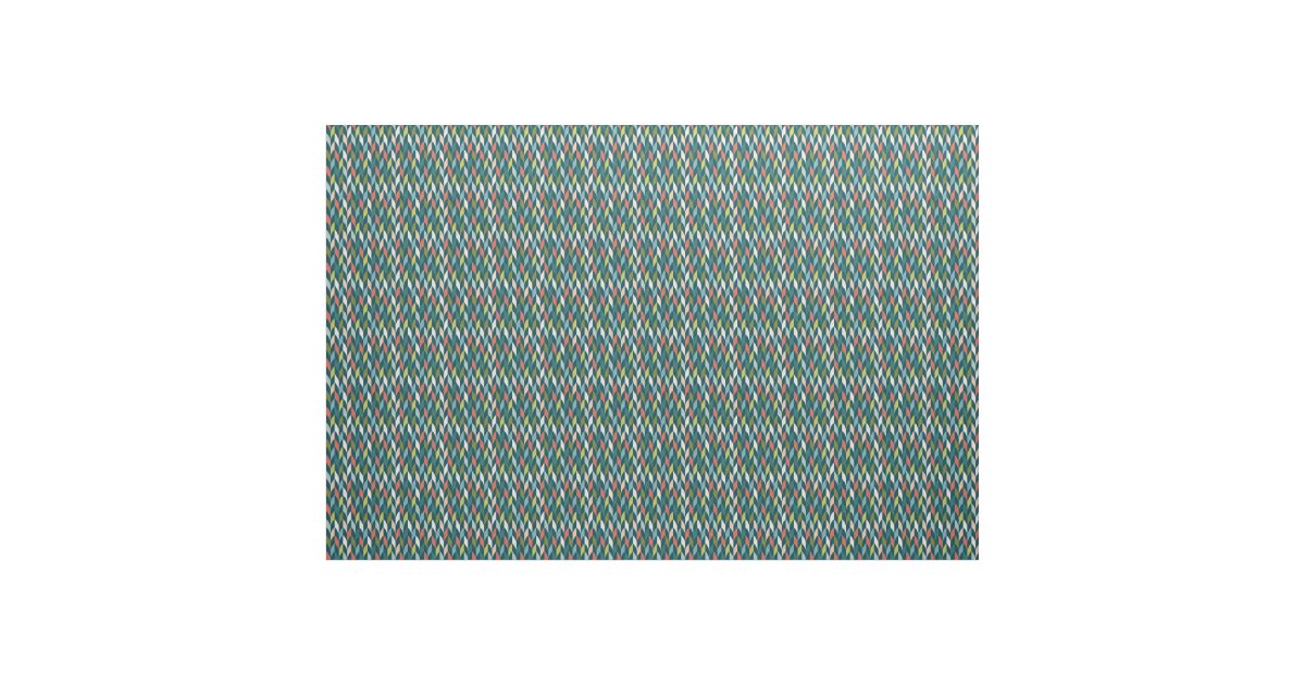 Mid-Century Modern Teal & Coral Pattern Fabric | Zazzle