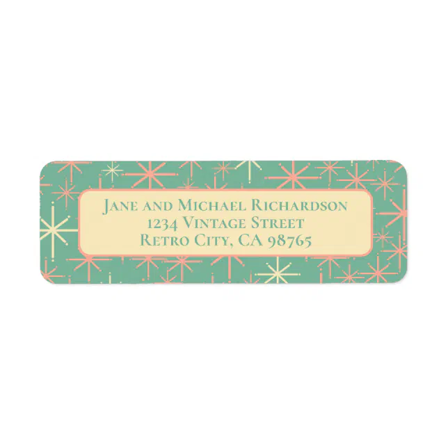 Mid Century Modern Twinkling Atomic Stars Retro Label | Zazzle
