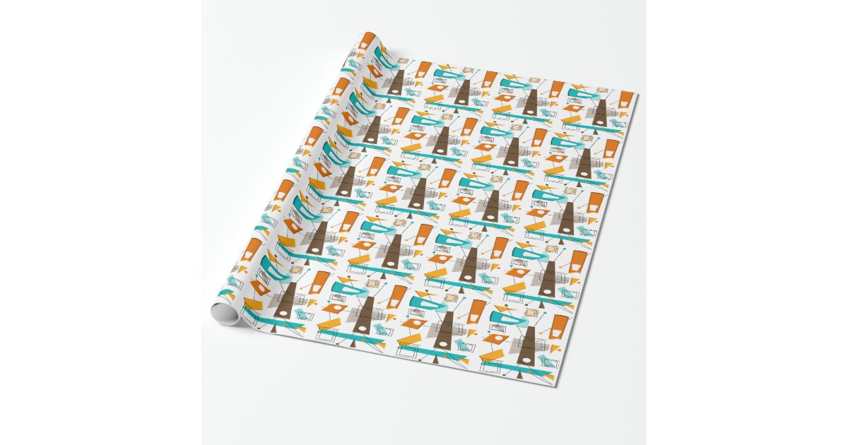 Mid-Century Modern Wrapping Paper #5 | Zazzle