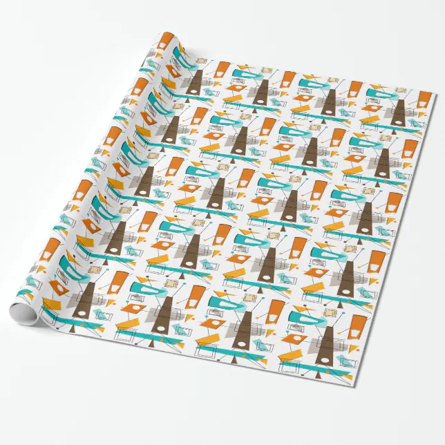 Mid-Century Modern Wrapping Paper #5 | Zazzle