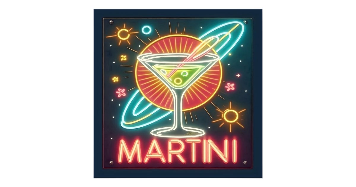 Mid Century Neon Martini Sign | Zazzle