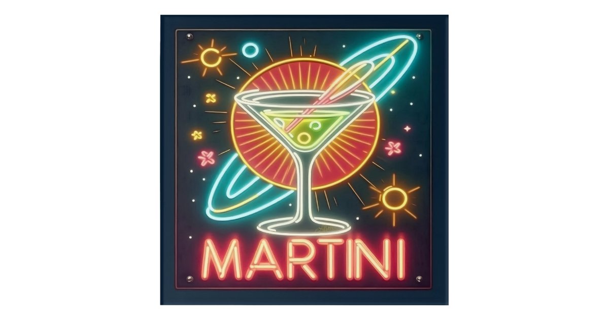 Mid Century Neon Martini Sign Acrylic Print | Zazzle