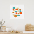Mid Century Orange and Teal Geometric Retro Poster | Zazzle
