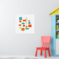 Mid Century Orange and Teal Geometric Retro Poster | Zazzle