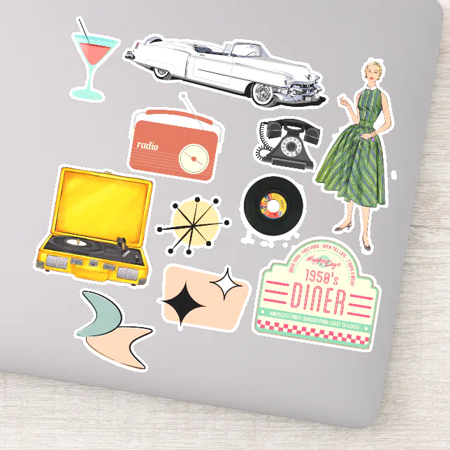 Mid-Century Retro Assorted Stickers | Zazzle