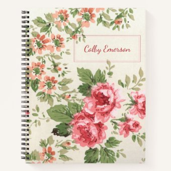 Mid Century Roses Spiral Graph Paper Notebook | Zazzle