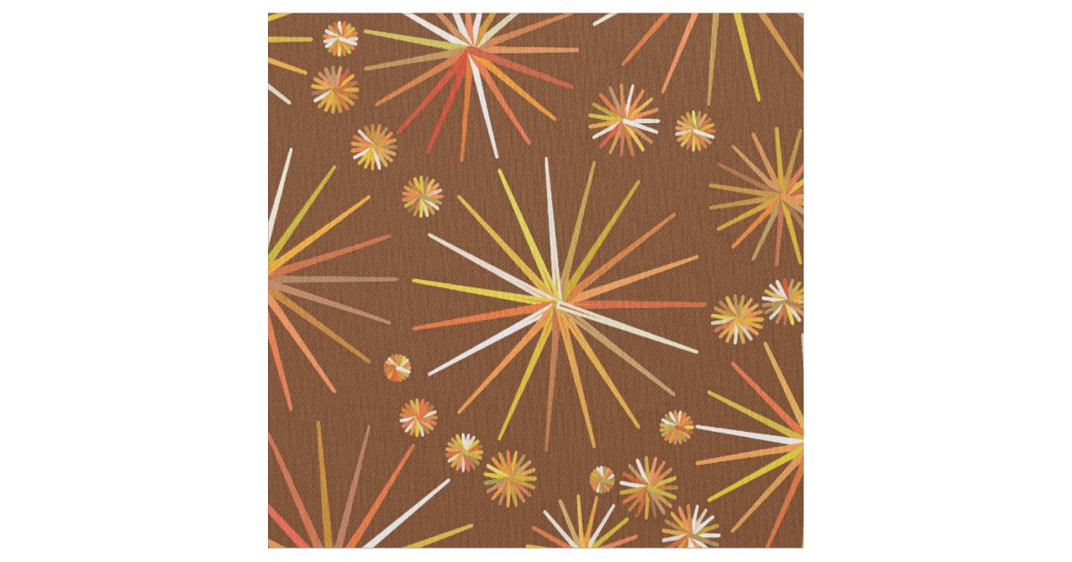 Mid Century Sputnik pattern, Chocolate Brown Fabric | Zazzle