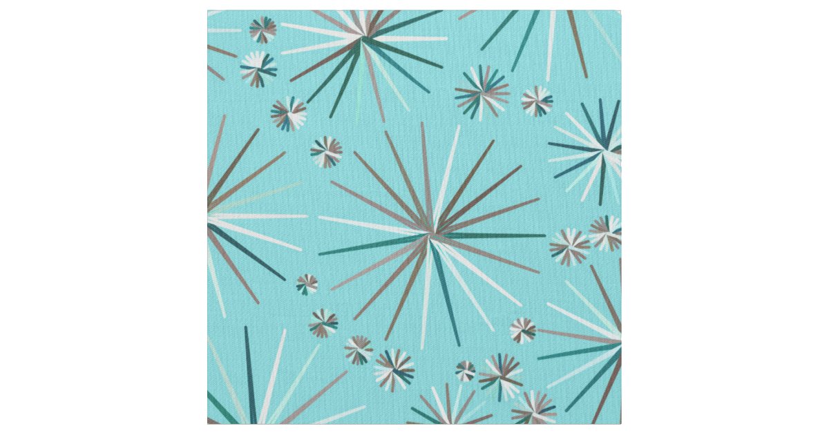 Mid Century Sputnik pattern, Robin's Egg Blue Fabric | Zazzle