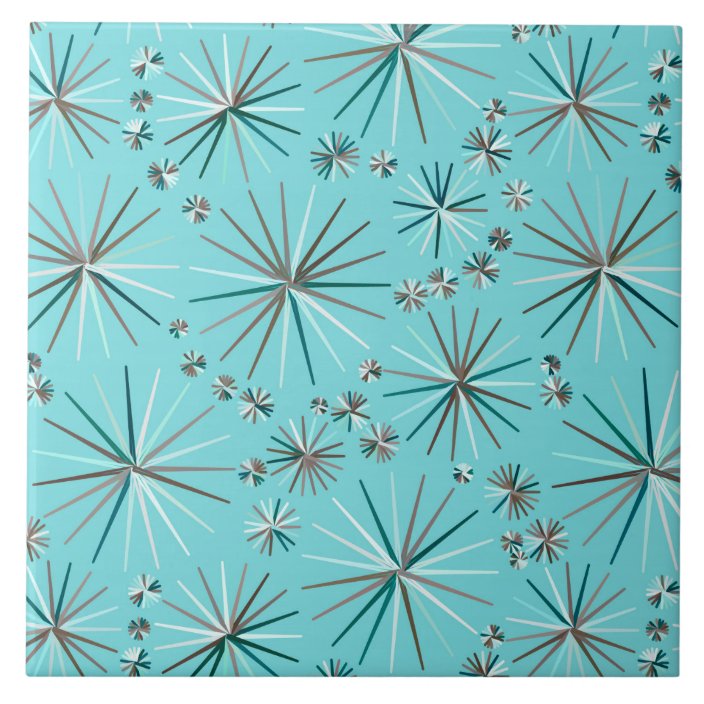 Mid Century Sputnik pattern, Robin's Egg Blue Tile | Zazzle.com