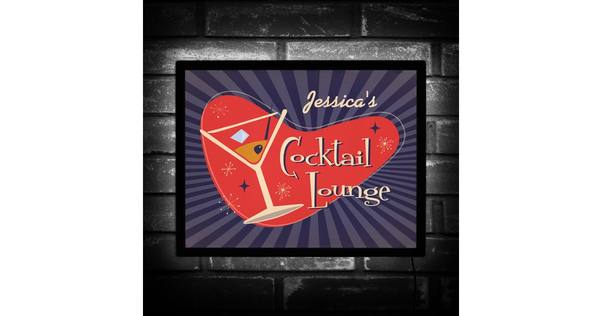 Mid Century Style Cocktail Lounge LED Sign | Zazzle