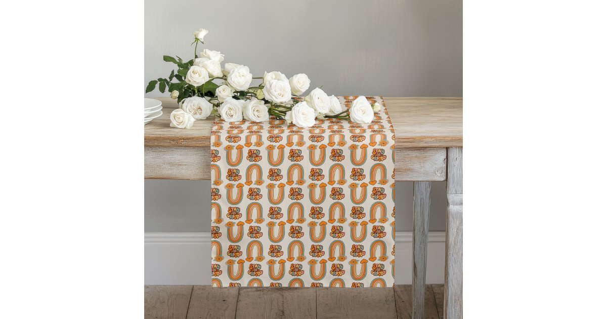 Mid-Century Table Runner Copper & Pink Swirls | Zazzle