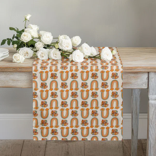 Mid-Century Table Runner Copper & Pink Swirls | Zazzle