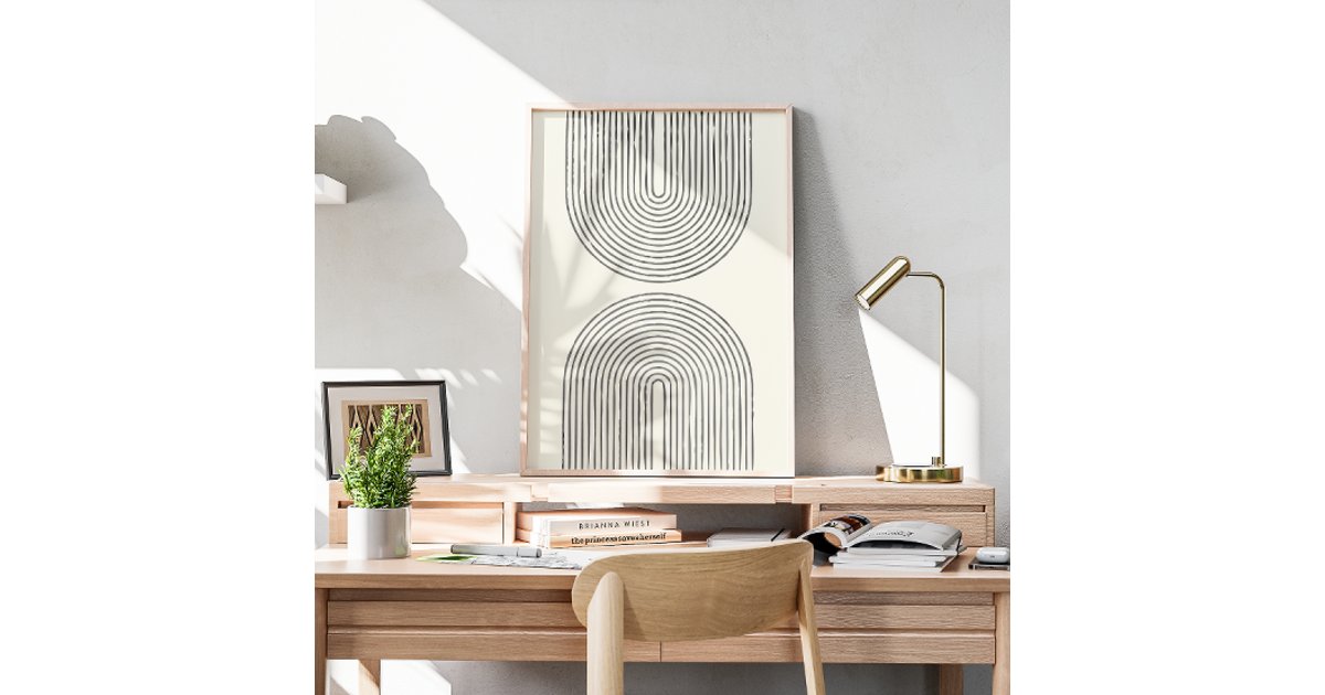 Mid century watercolor line art II Poster | Zazzle