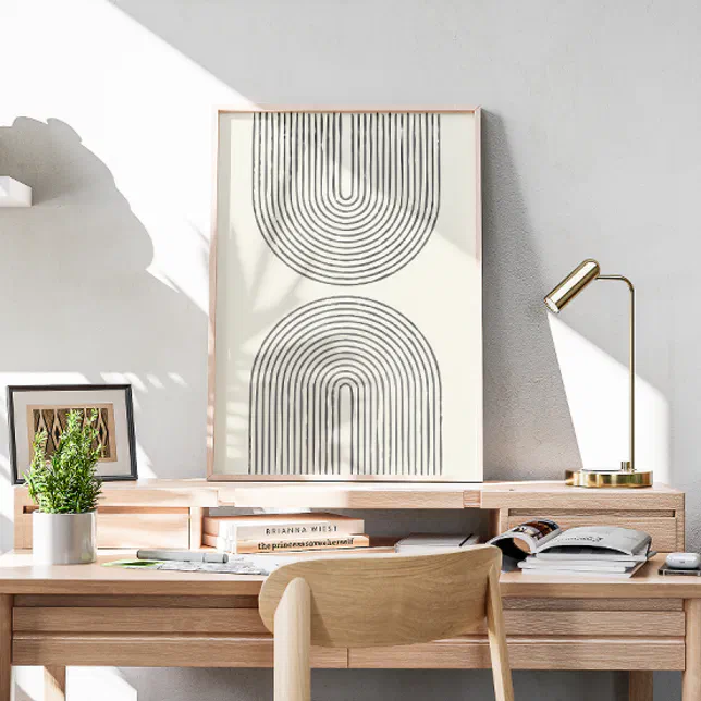 Mid century watercolor line art II Poster | Zazzle