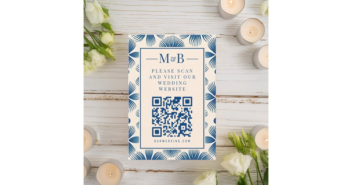 Mid-Century Wedding Flowers | Full Print QR Scan Enclosure Card | Zazzle