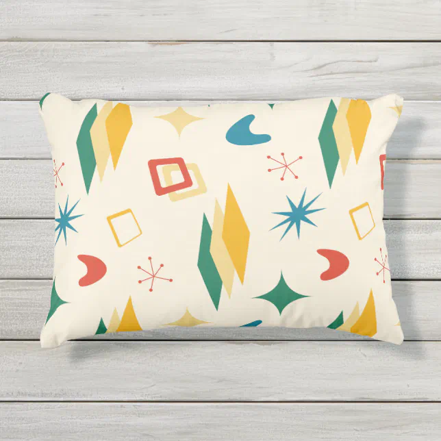 Mid Mod Atomic Mid-Century Modern Shapes Retro Outdoor Pillow | Zazzle