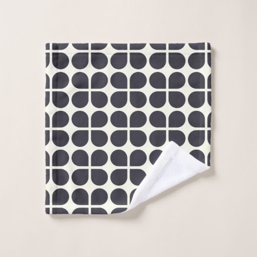 Mid Mod Shapes Geometric Shapes in Black and White Bath Towel Set | Zazzle