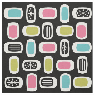 Midcentury MCM Rounded Rectangles Fabric | Zazzle