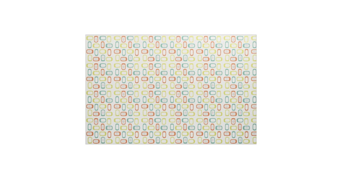 Midcentury MCM Rounded Rectangles Fabric | Zazzle