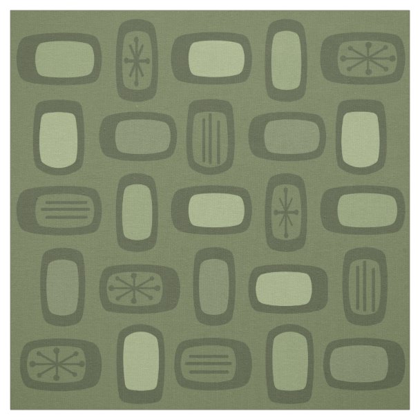 Midcentury MCM Rounded Rectangles Fabric | Zazzle