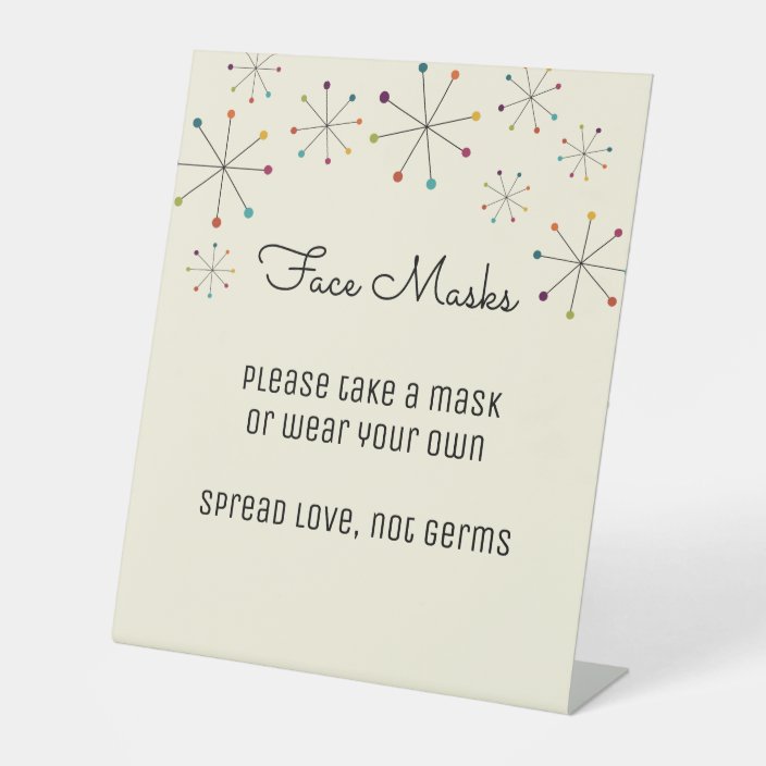 Midcentury Modern Face Masks Station Wedding Pedestal Sign | Zazzle.com
