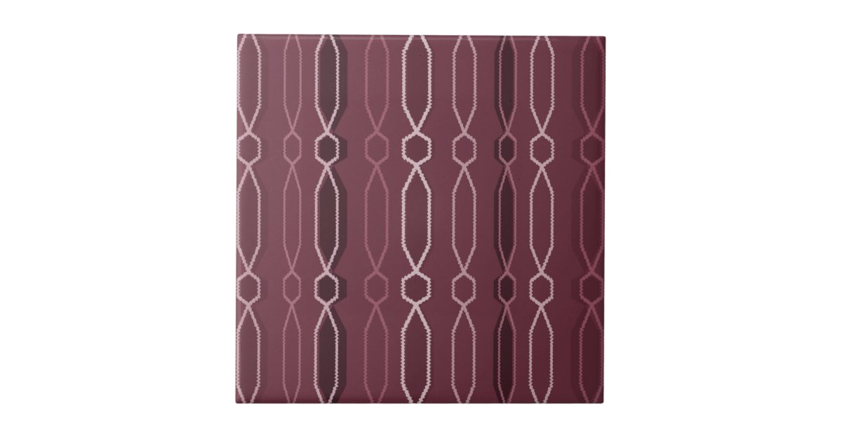 Midcentury Modern Hexagon Columns Maroon Ceramic Tile | Zazzle