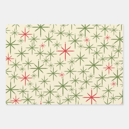Midcentury Modern Retro Christmas Patterns Wrapping Paper Sheets | Zazzle