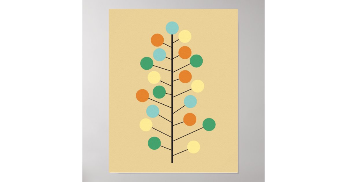 Midcentury Modern Retro Tree Design Poster | Zazzle