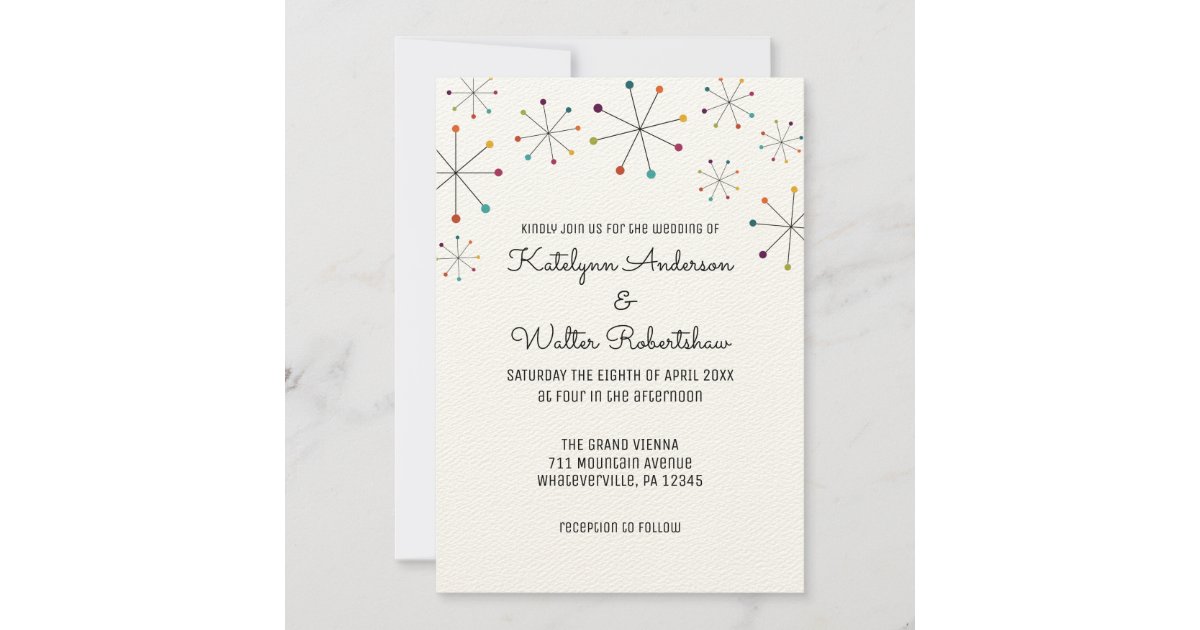 Midcentury Modern Retro Vintage Style Wedding Invitation | Zazzle