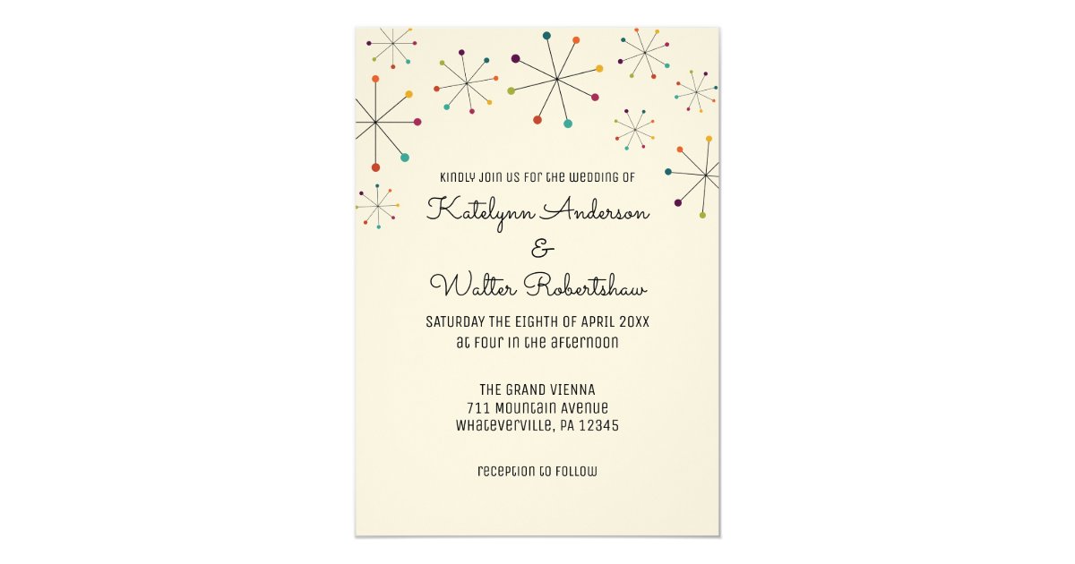 Midcentury Modern Retro Vintage Style Wedding Invitation | Zazzle.com