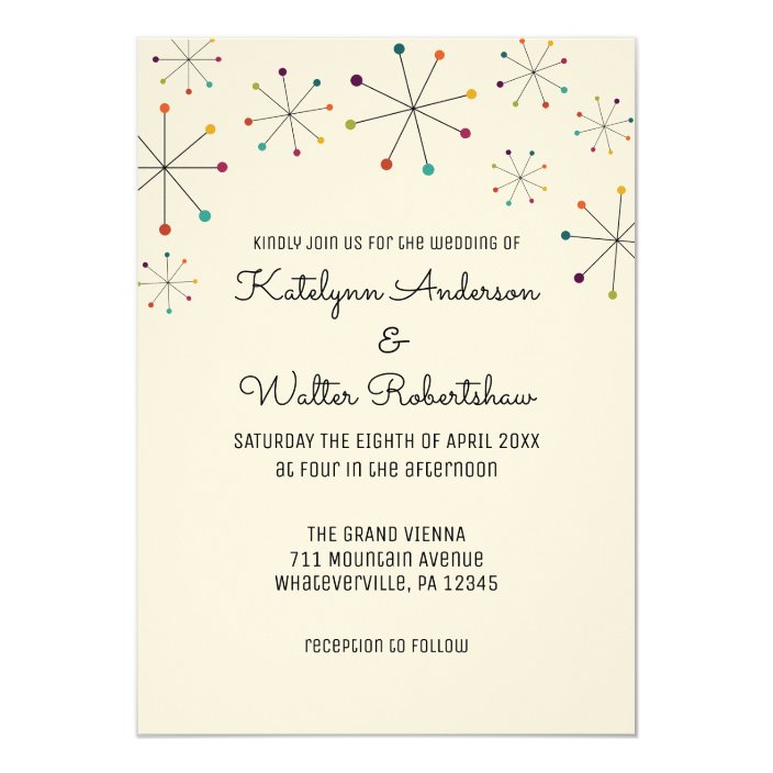 Midcentury Modern Retro Vintage Style Wedding Invitation | Zazzle.com