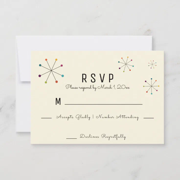 Midcentury Modern Retro Vintage Style Wedding RSVP Card | Zazzle