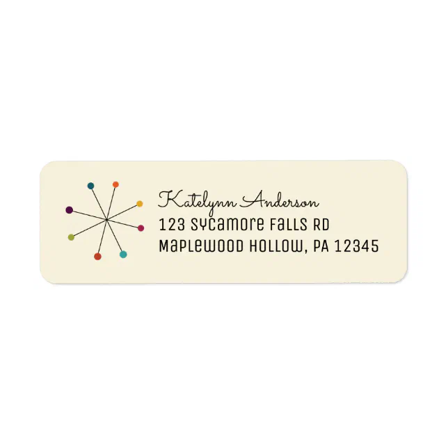 Midcentury Modern Style Retro Return Address Label | Zazzle