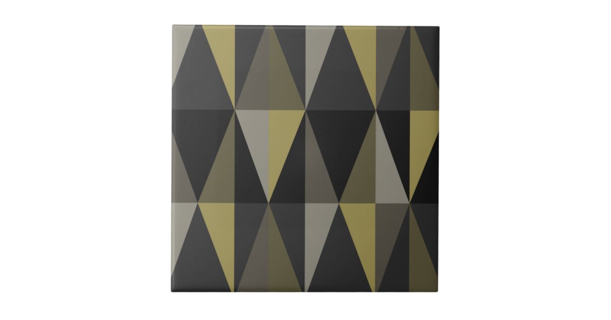 MidCentury Modern Triangles Dark Gold Ceramic Tile | Zazzle