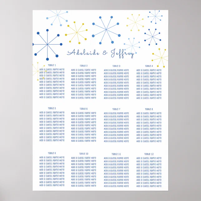 Midcentury Modern Vintage Style Seating Chart | Zazzle