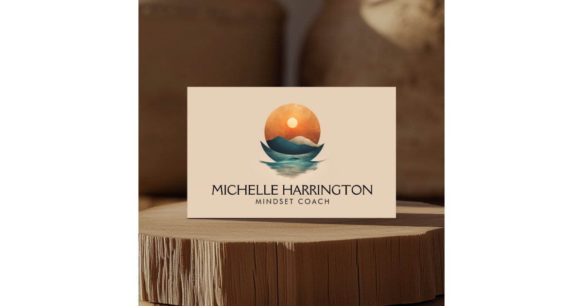 Midcentury Tranquility Life Coach, Meditation Business Card | Zazzle