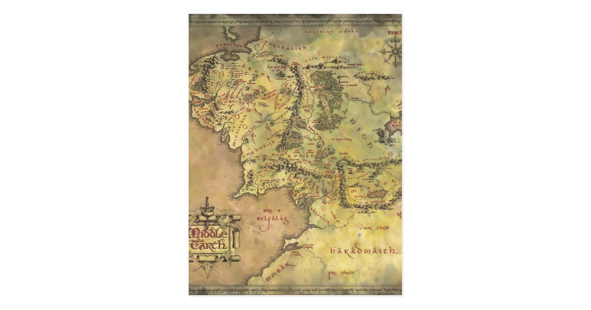 MIDDLE EARTH™ #2 Map Postcard | Zazzle.com