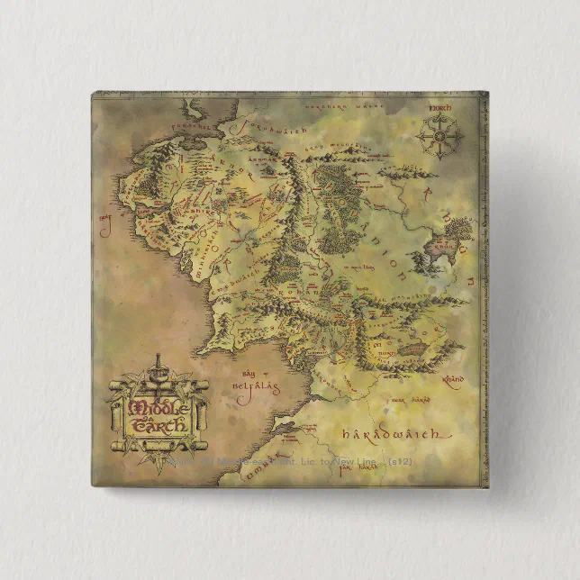 MIDDLE EARTH™ Map Pinback Button | Zazzle