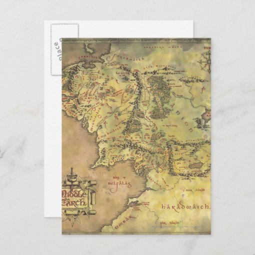 MIDDLE EARTH™ Map Postcard | Zazzle