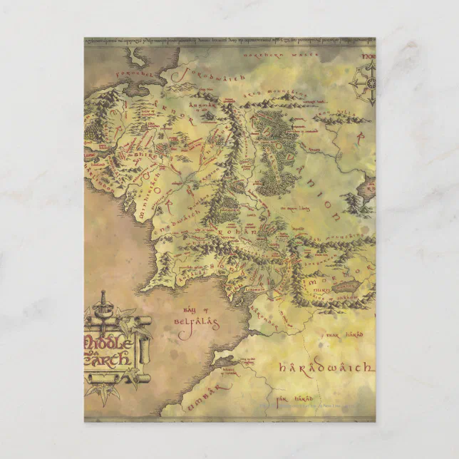 MIDDLE EARTH™ Map Postcard | Zazzle
