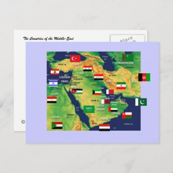 Middle-East map Postcard | Zazzle
