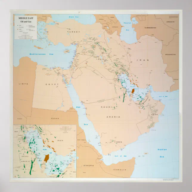 Middle East Oil Fields Map (1993) Poster | Zazzle