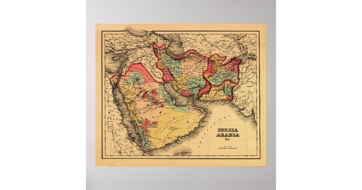 Middle East "Persia Arabia"Panoramic Map Poster | Zazzle
