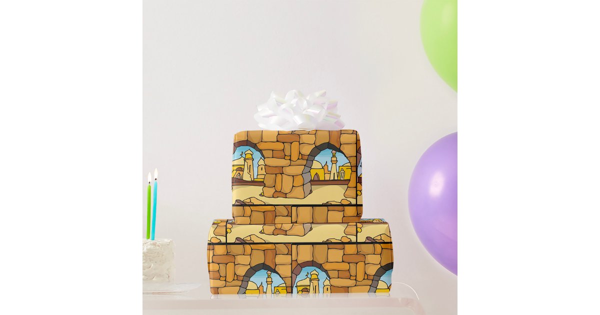 Middle Eastern Desert City Through Ancient Arch Wrapping Paper | Zazzle