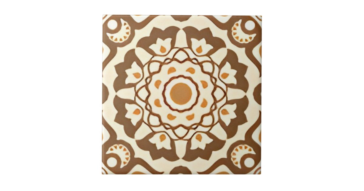 middle eastern golden circle pattern tiles | Zazzle