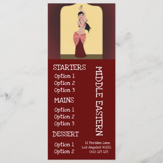 Middle Eastern restaurant dinner menu | Zazzle.com