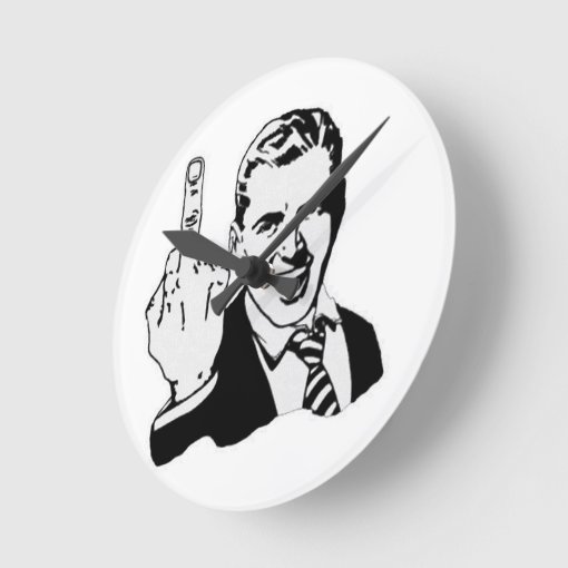Middle finger clock design | Zazzle