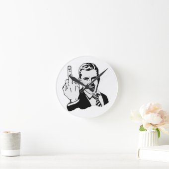 Middle finger clock design | Zazzle